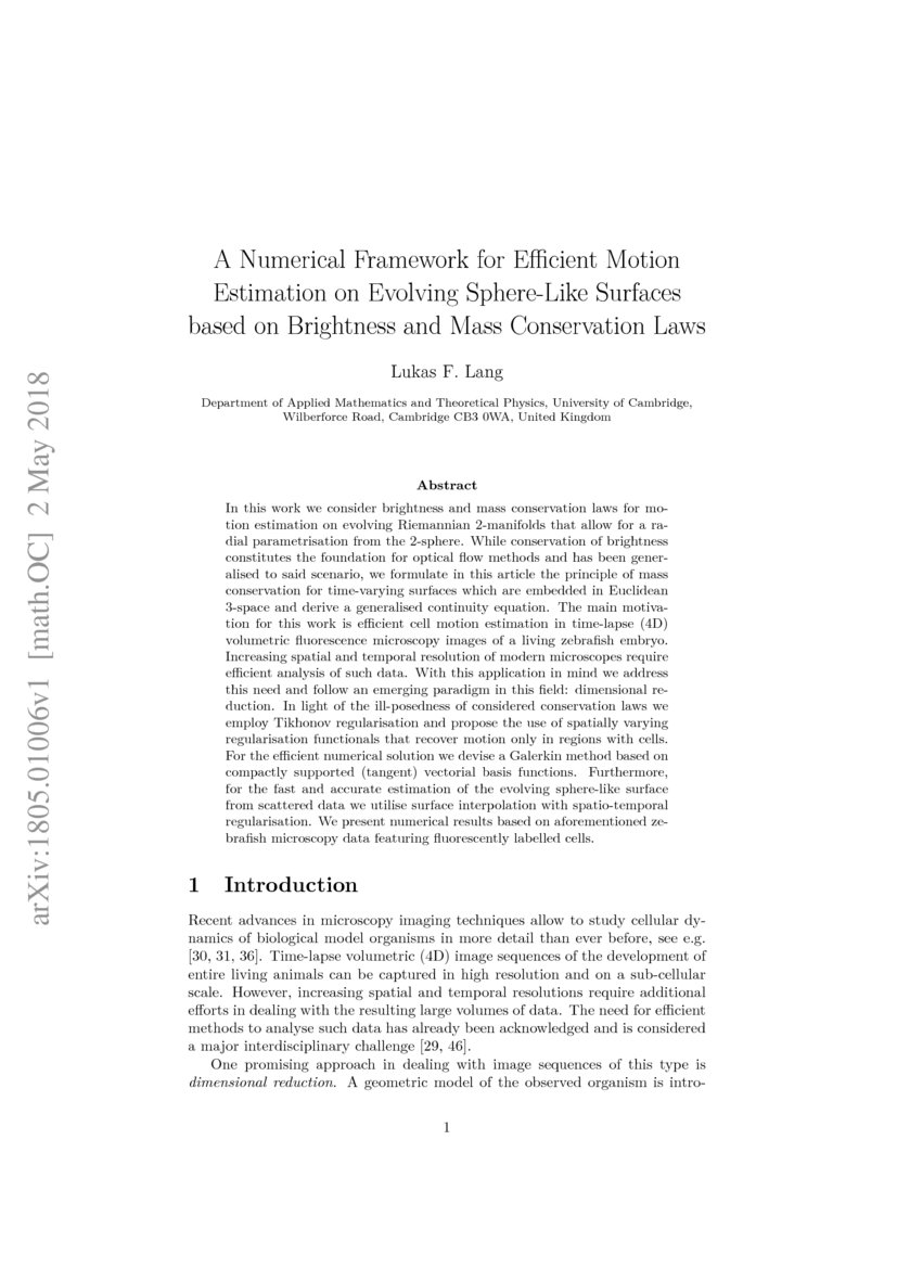 A Numerical Framework For Efficient Motion Estimation On Evolving