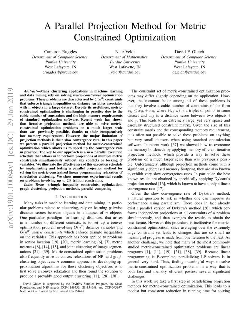 A Parallel Projection Method for Metric Constrained Optimization | DeepAI A Parallel Projection Method for Metric Constrained Optimization | DeepAI