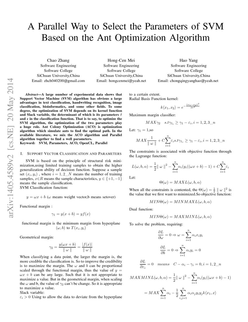 A Parallel Way To Select The Parameters Of Svm Based On The Ant 8915