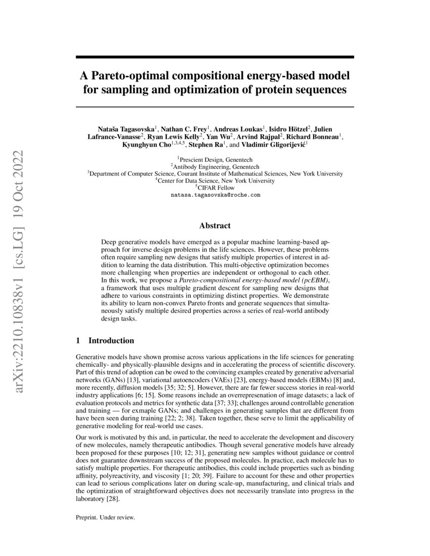 A Pareto-optimal compositional energy-based model for sampling and optimization of protein ...