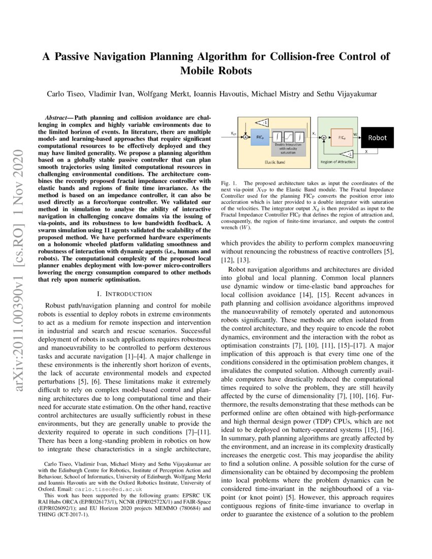 A Passive Navigation Planning Algorithm for Collision-free Control of Mobile Robots | DeepAI
