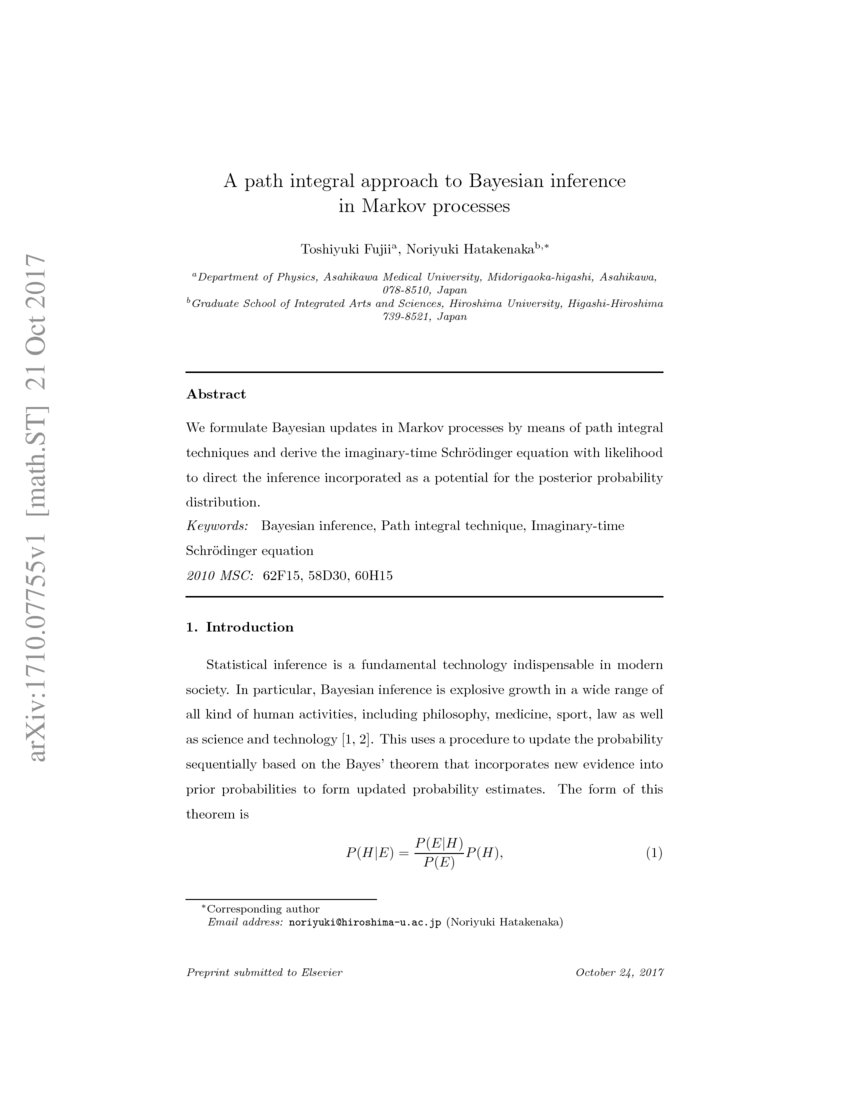 A path integral approach to Bayesian inference in Markov processes | DeepAI