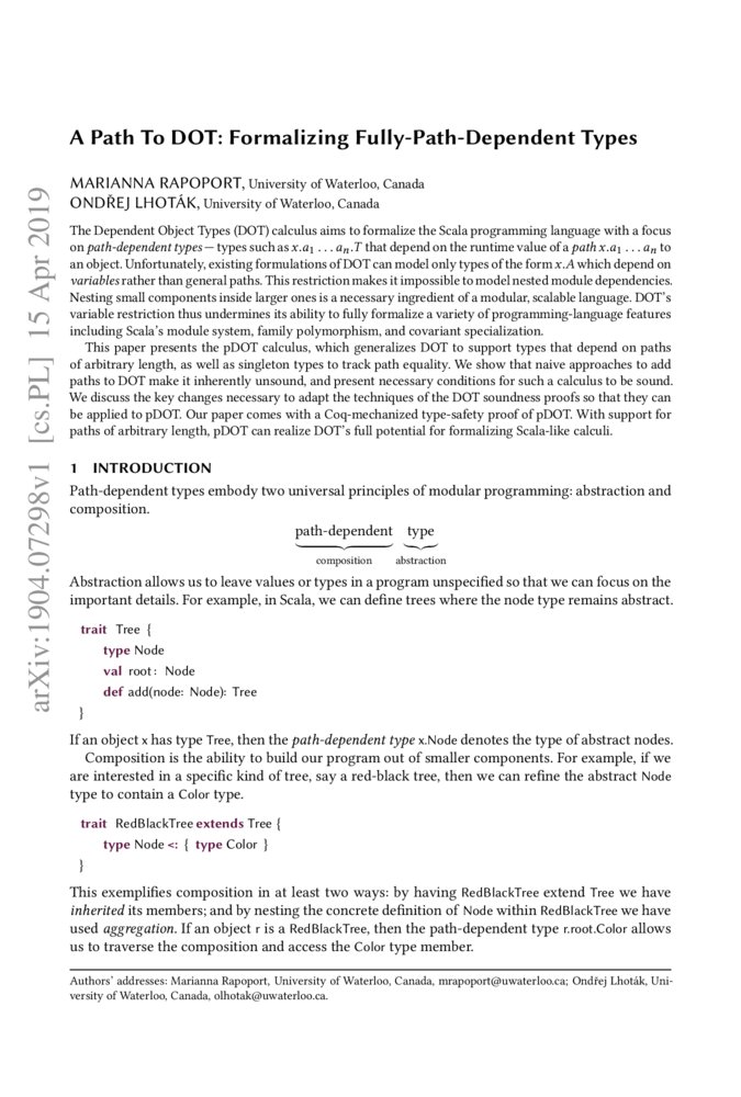 A Path To DOT: Formalizing Fully-Path-Dependent Types | DeepAI