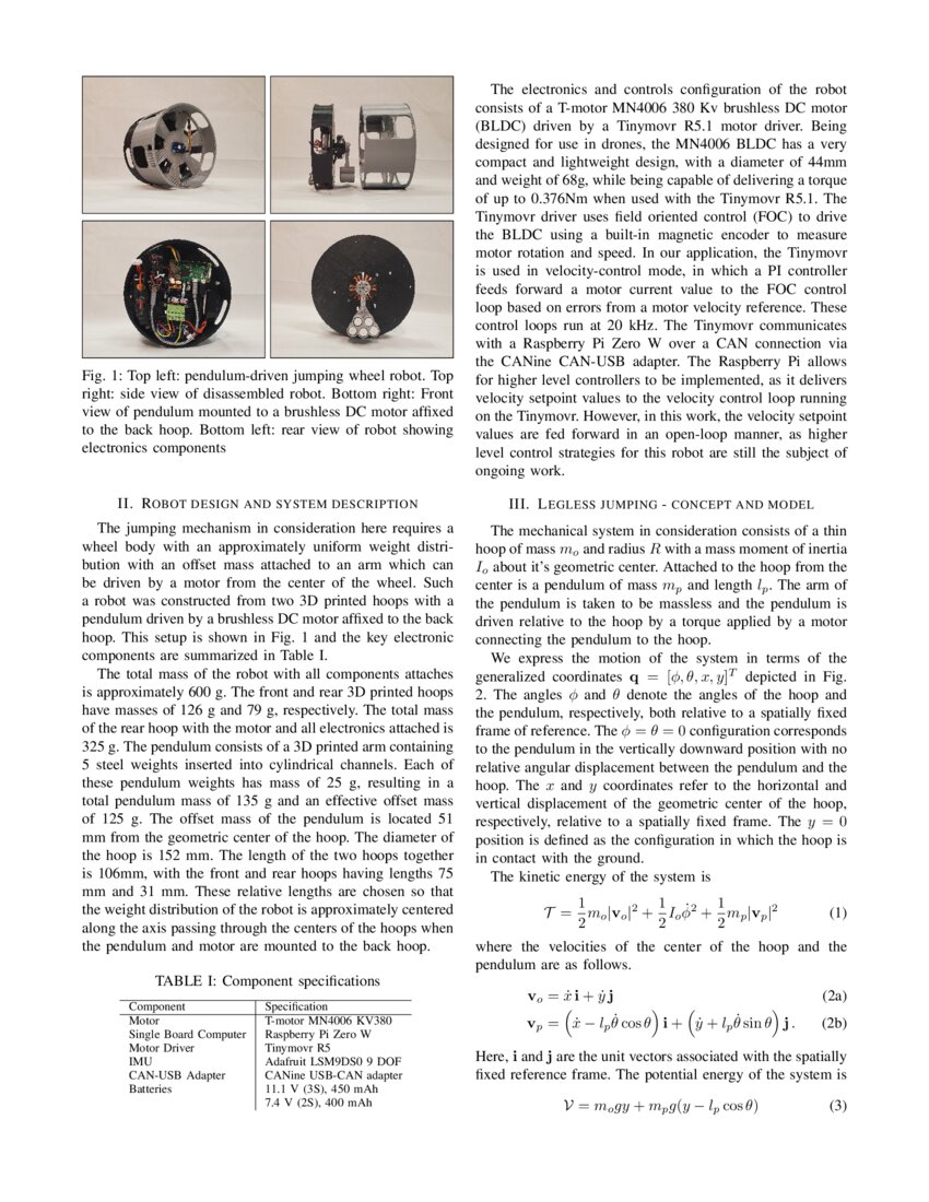 A Pendulum-Driven Legless Rolling Jumping Robot | DeepAI