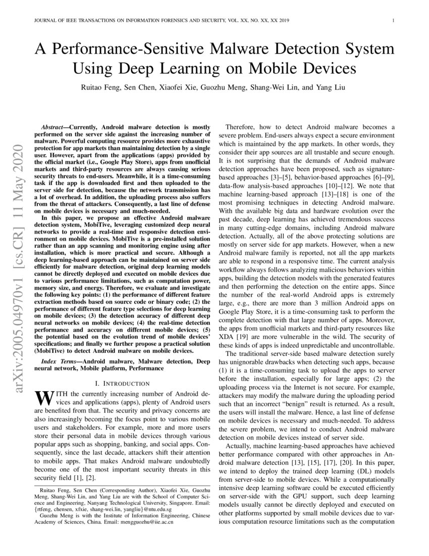 A Performance Sensitive Malware Detection System Using Deep Learning On