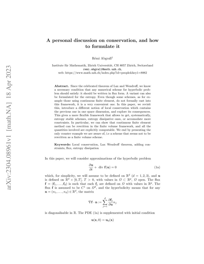 A personal discussion on conservation, and how to formulate it | DeepAI