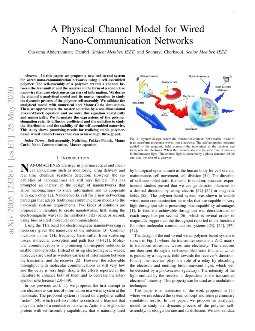 A Physical Channel Model for Wired Nano-Communication Networks | DeepAI