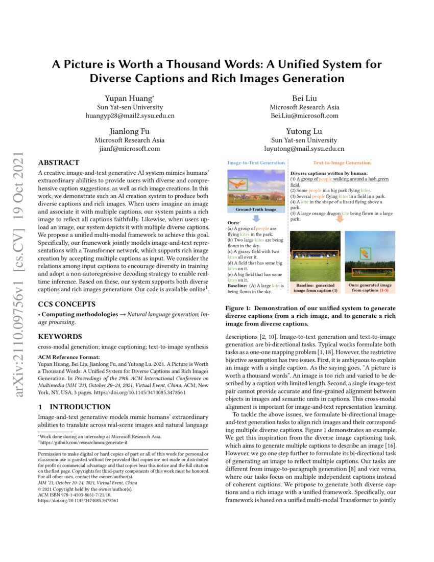 A Picture is Worth a Thousand Words: A Unified System for Diverse ...