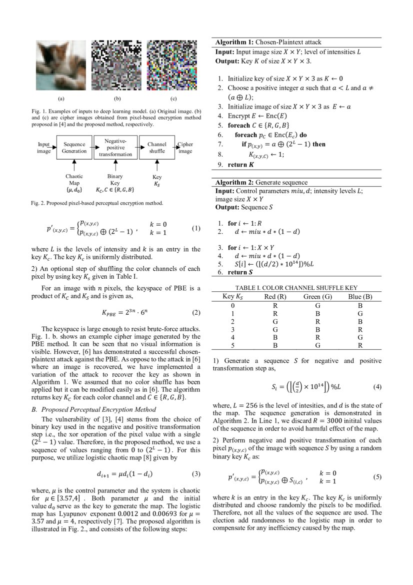 A Pixel-based Encryption Method for Privacy-Preserving Deep Learning Models | DeepAI