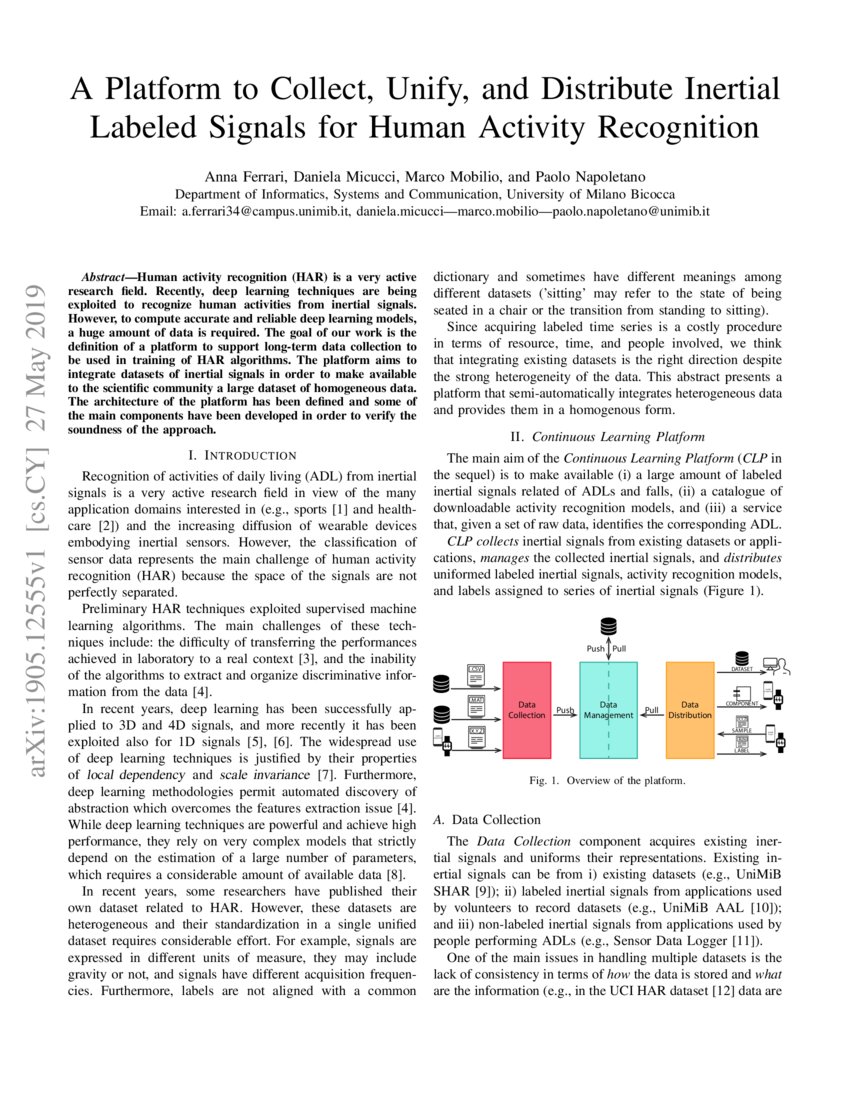 A Platform to Collect, Unify, and Distribute Inertial Labeled Signals ...