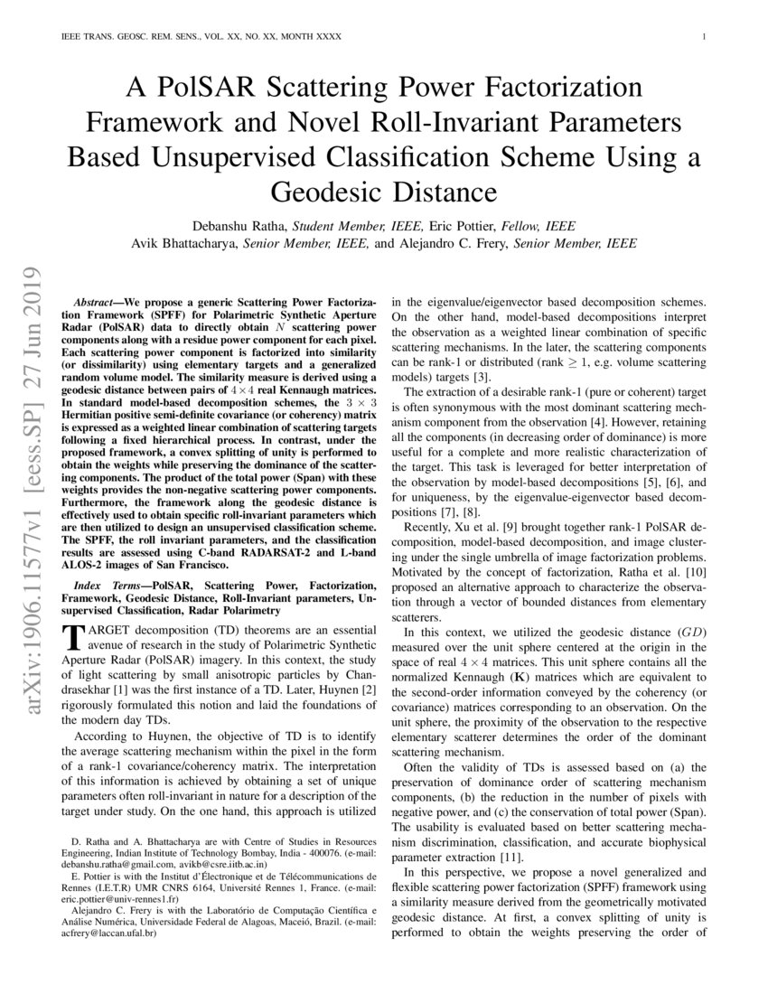 A PolSAR Scattering Power Factorization Framework and Novel Roll-Invariant Parameters Based ...