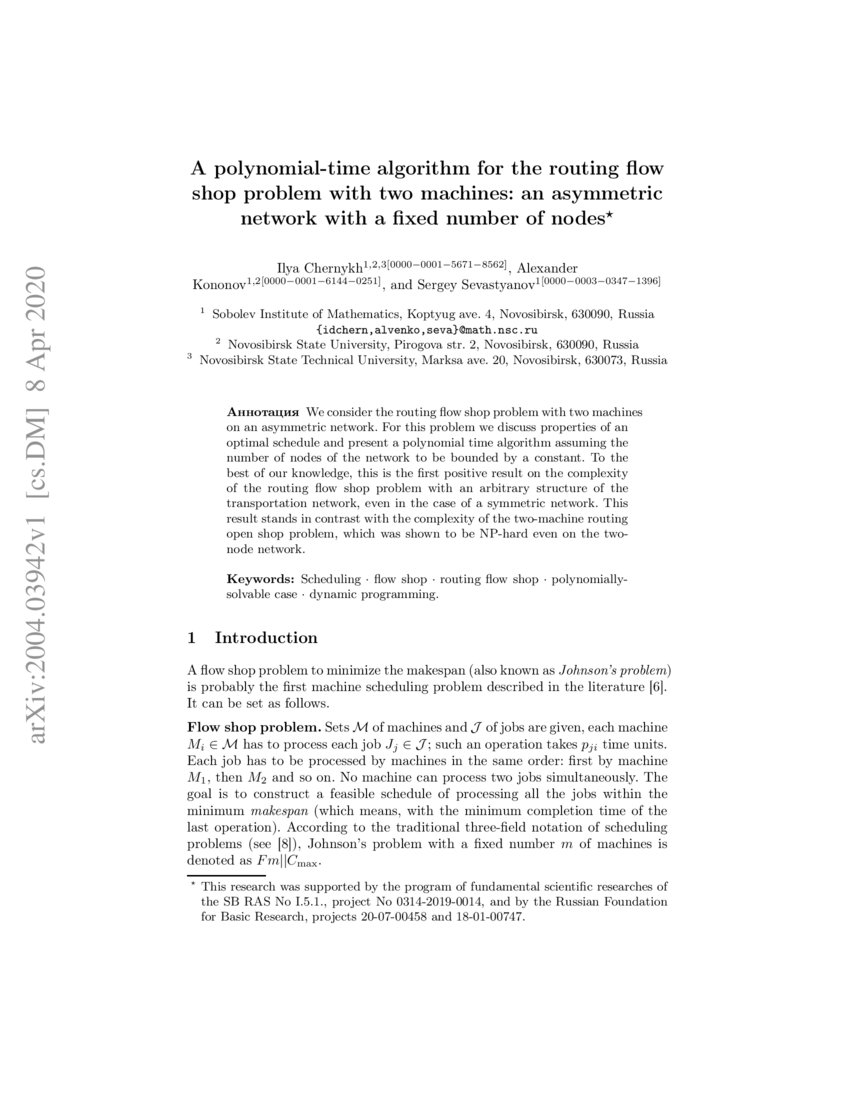 A Polynomial Time Algorithm For The Routing Flow Shop Problem With Two Machines An Asymmetric