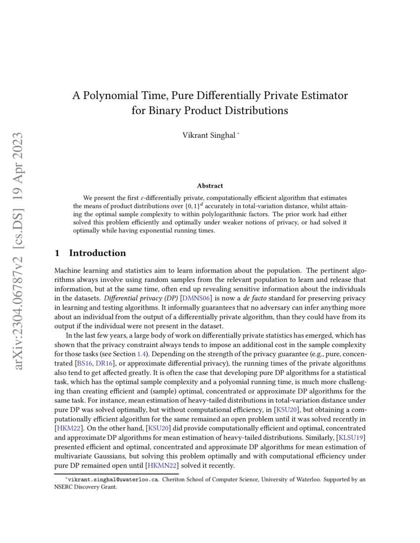 A Polynomial Time Pure Differentially Private Estimator For Binary