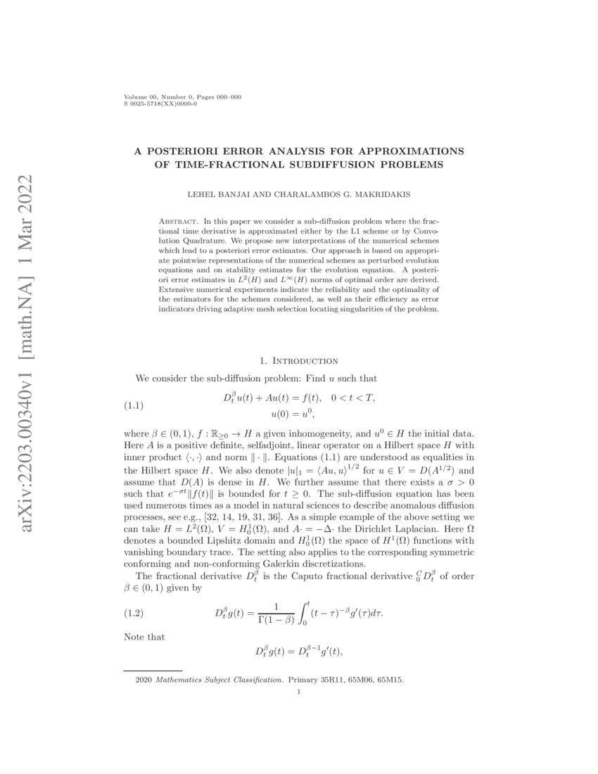 A Posteriori Error Analysis For Approximations Of Time Fractional
