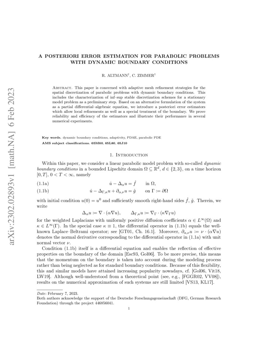 A Posteriori Error Estimation For Parabolic Problems With Dynamic