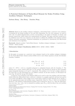 A Posteriori Estimates of Taylor-Hood Element for Stokes Problem Using ...