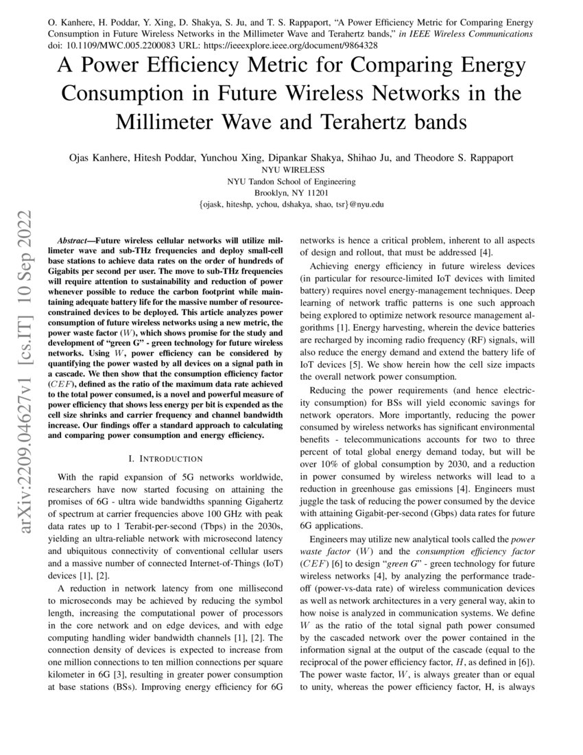 A Power Efficiency Metric for Comparing Energy Consumption in Future ...