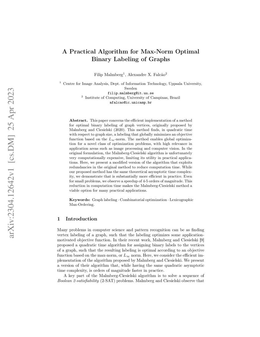 A Practical Algorithm For Max Norm Optimal Binary Labeling Of Graphs Deepai