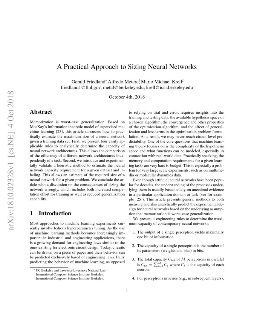 A Practical Approach to Sizing Neural Networks | DeepAI