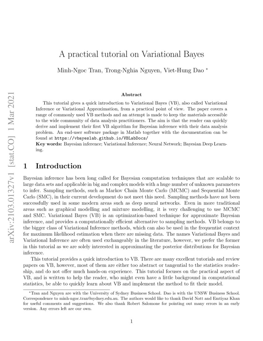A Practical Tutorial On Variational Bayes Deepai