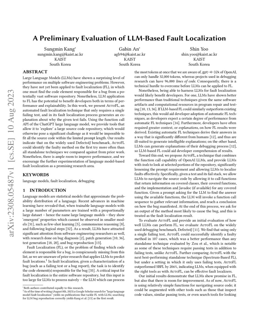 A Preliminary Evaluation Of Llm Based Fault Localization Deepai
