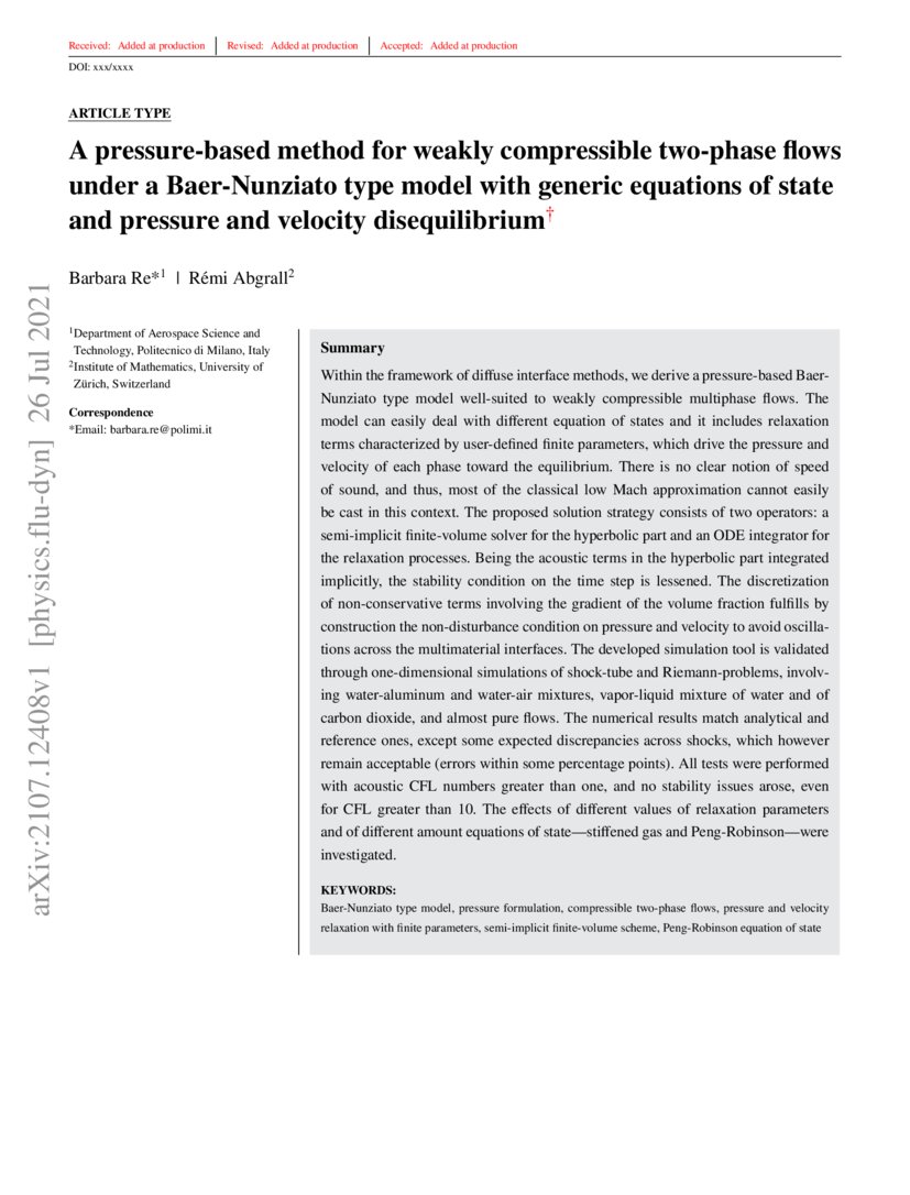 A Pressure Based Method For Weakly Compressible Two Phase Flows Under A Baer Nunziato Type Model