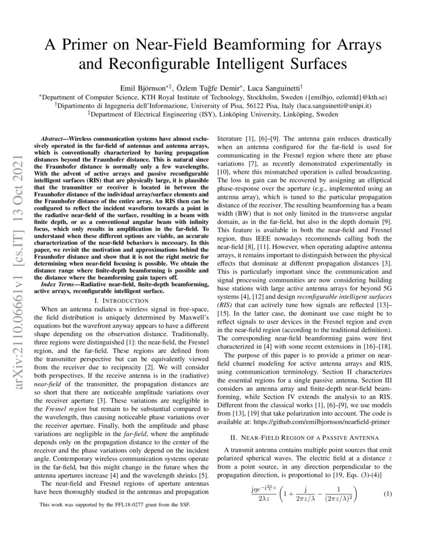 A Primer on Near-Field Beamforming for Arrays and Reconfigurable ...