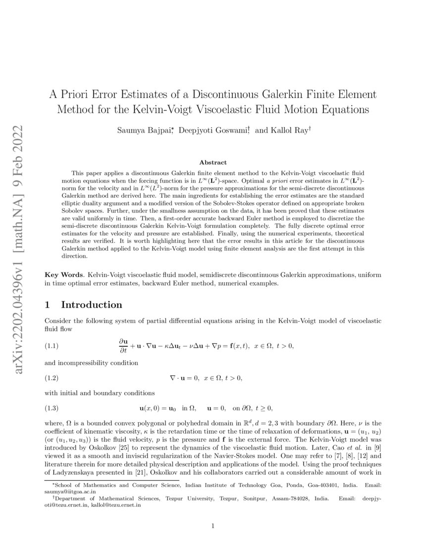 A Priori Error Estimates Of A Discontinuous Galerkin Finite Element