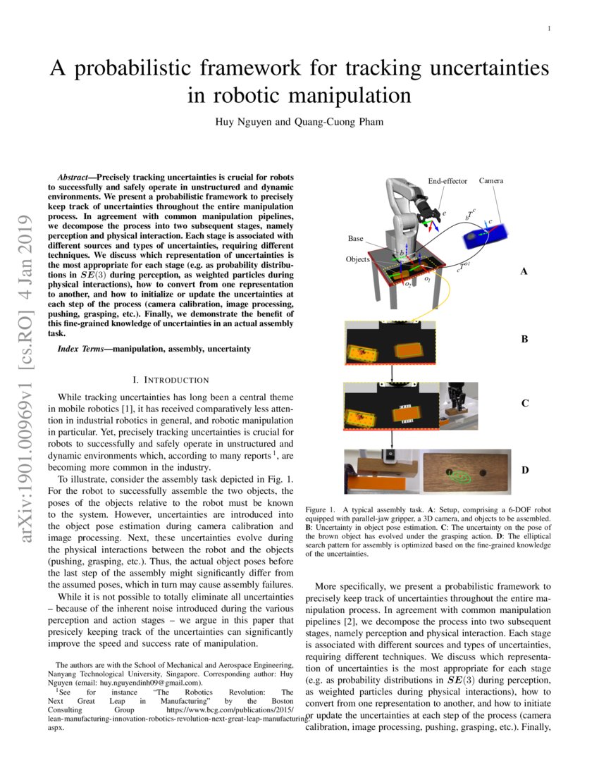 A probabilistic framework for tracking uncertainties in robotic manipulation | DeepAI