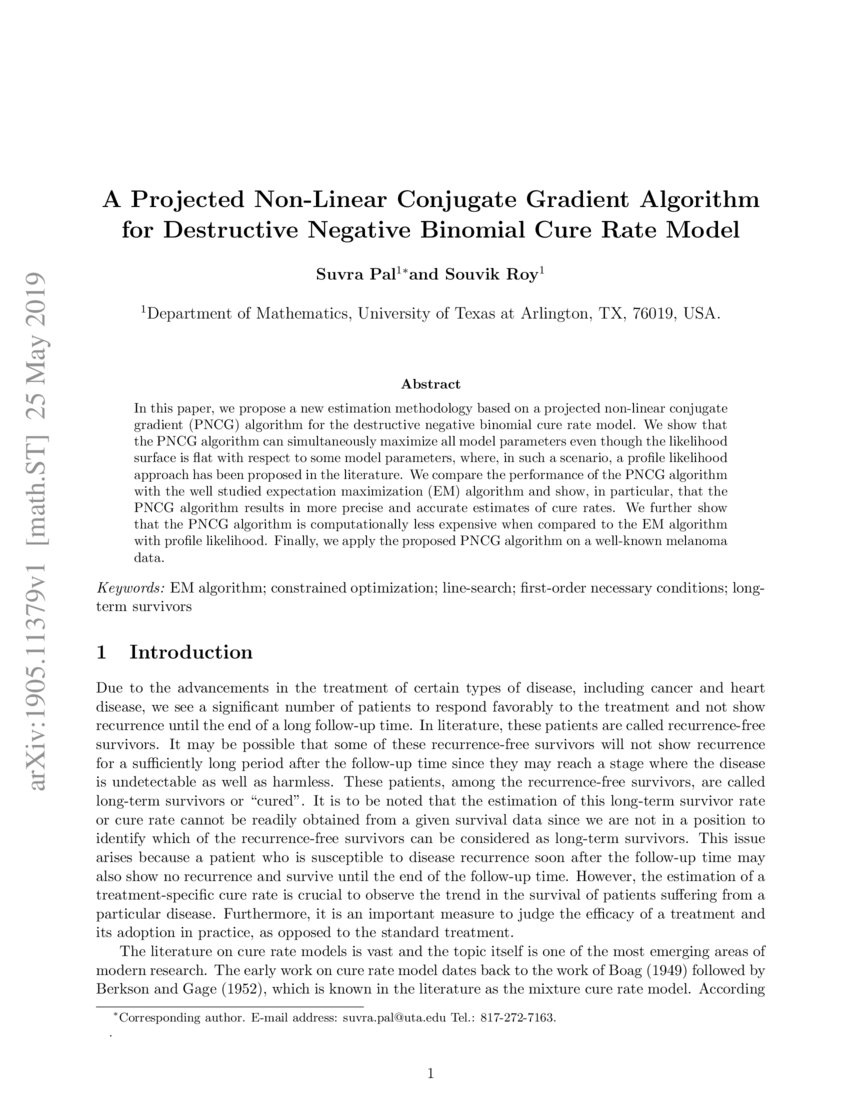A Projected Non Linear Conjugate Gradient Algorithm For Destructive