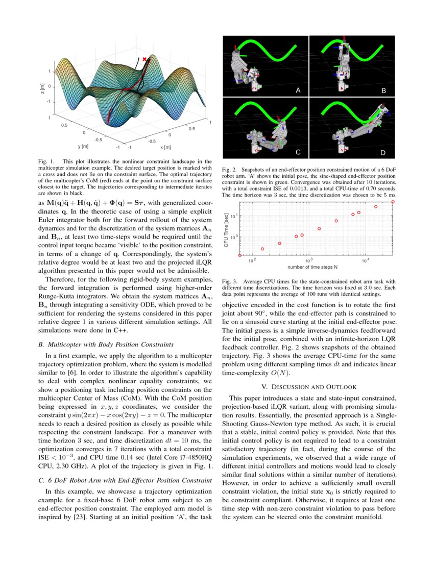 A Projection Approach To Equality Constrained Iterative Linear Quadratic Optimal Control Deepai