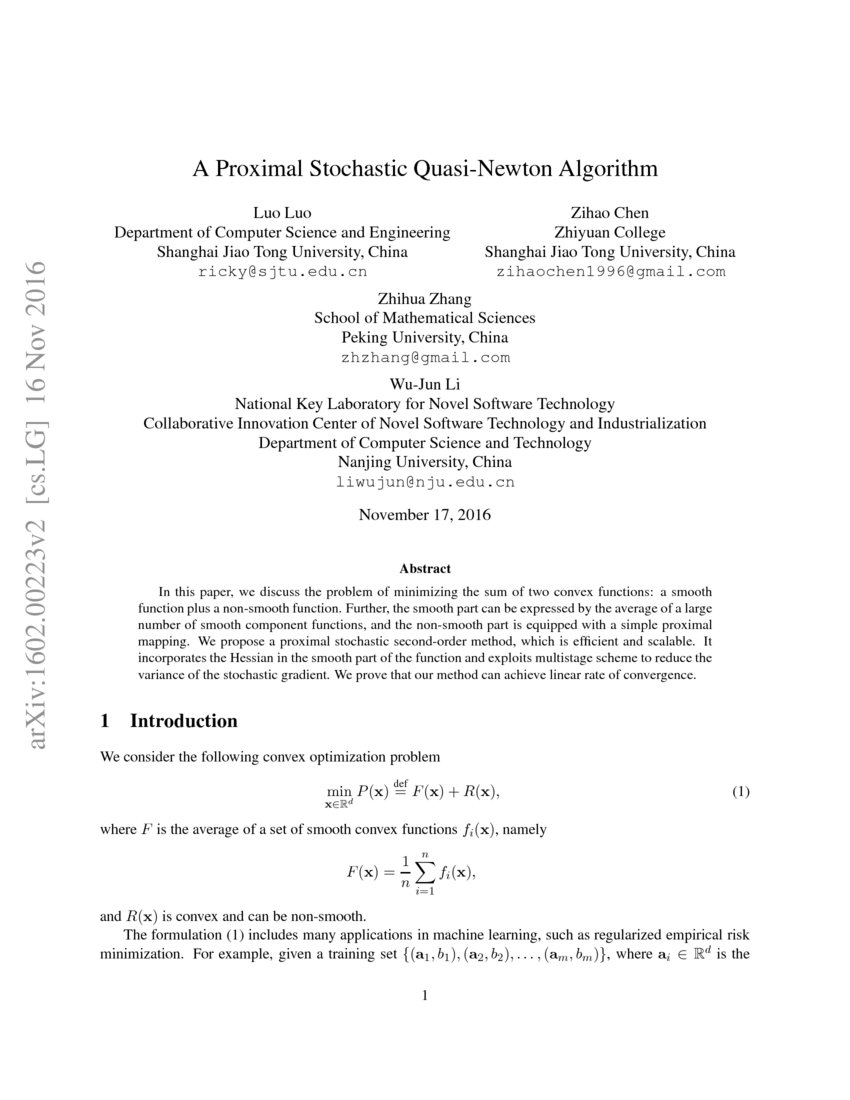 A Proximal Stochastic Quasi Newton Algorithm Deepai