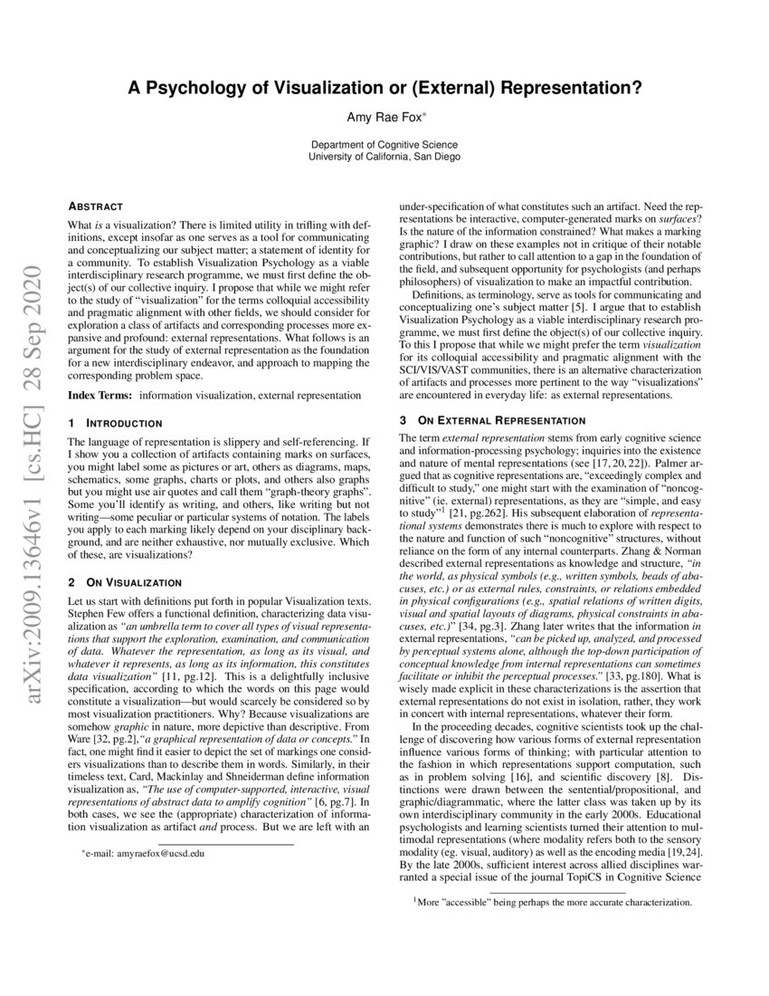 A Psychology of Visualization or (External) Representation? | DeepAI