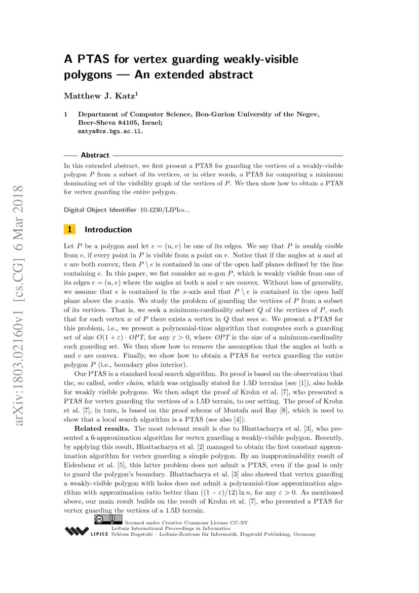 A PTAS for vertex guarding weakly-visible polygons - An extended abstract | DeepAI