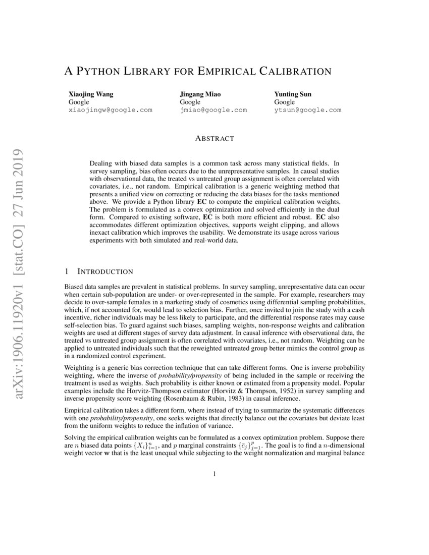 A Python Library For Empirical Calibration | DeepAI