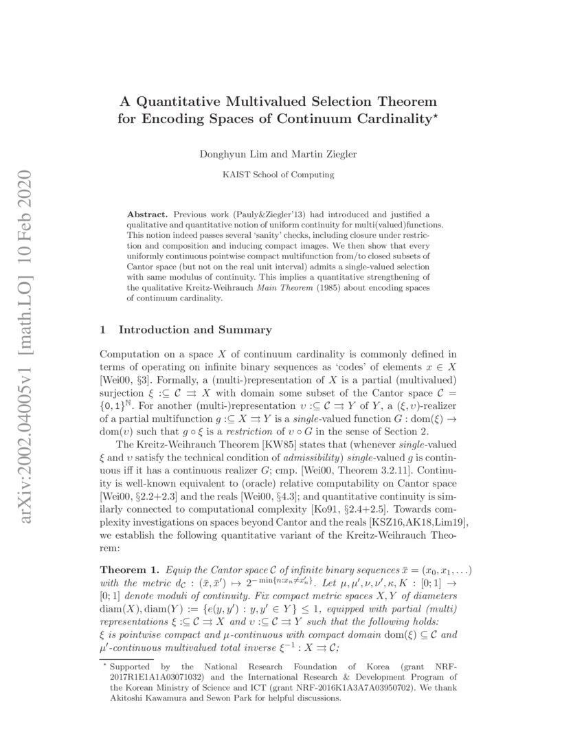 A Quantitative Multivalued Selection Theorem for Encoding Spaces of ...