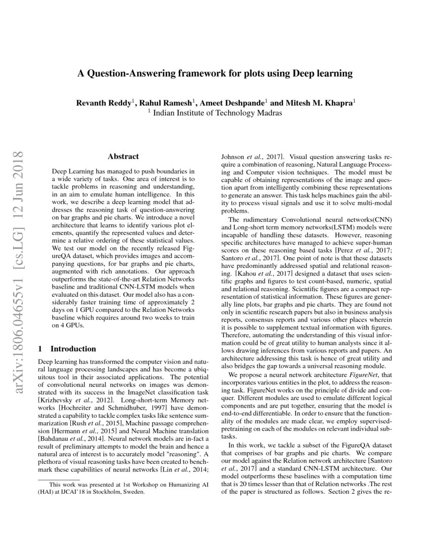 A Question-Answering framework for plots using Deep learning | DeepAI