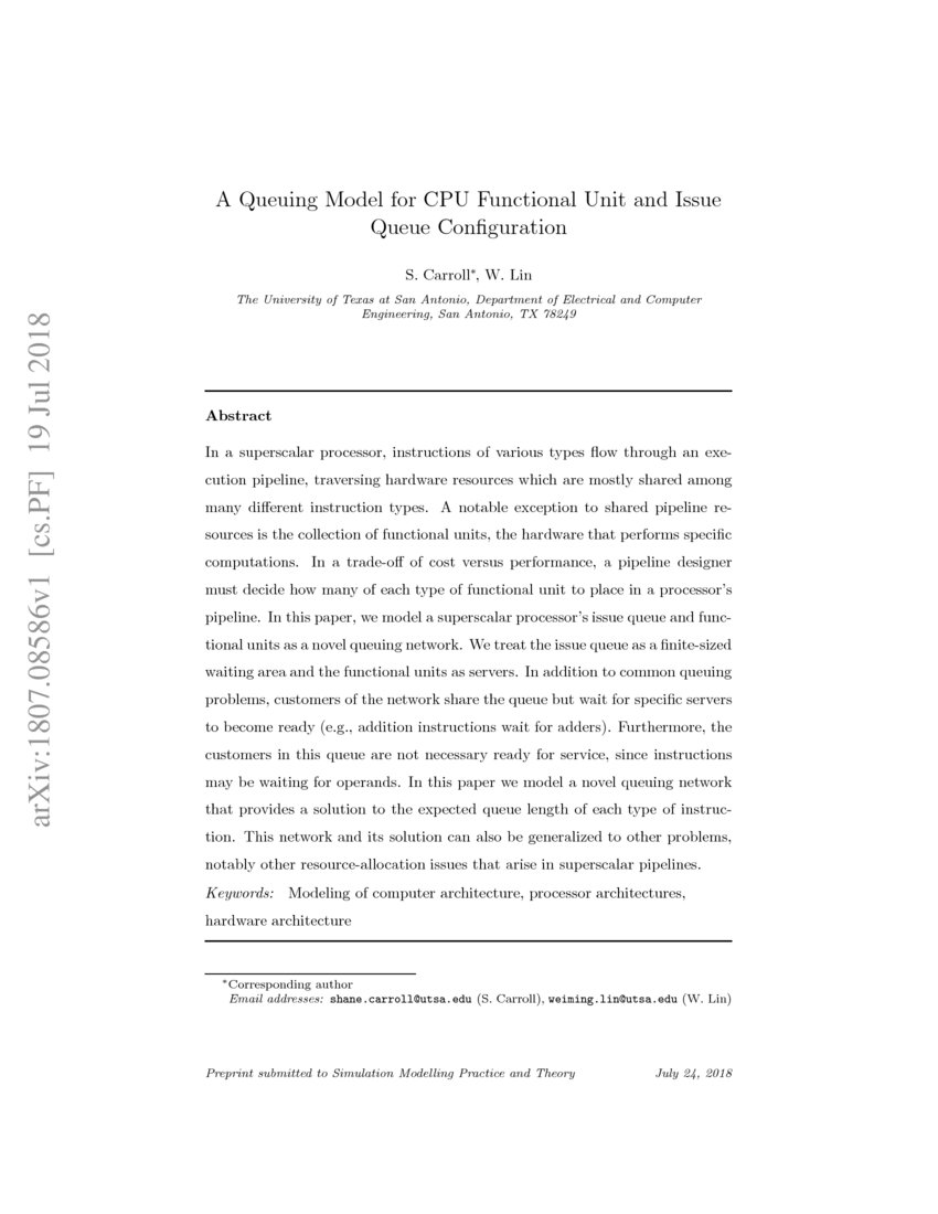 A Queuing Model for CPU Functional Unit and Issue Queue Configuration | DeepAI