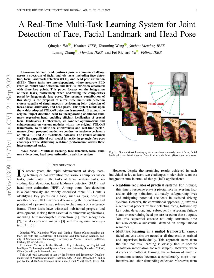 A Real Time Multi Task Learning System For Joint Detection Of Face Facial Landmark And Head