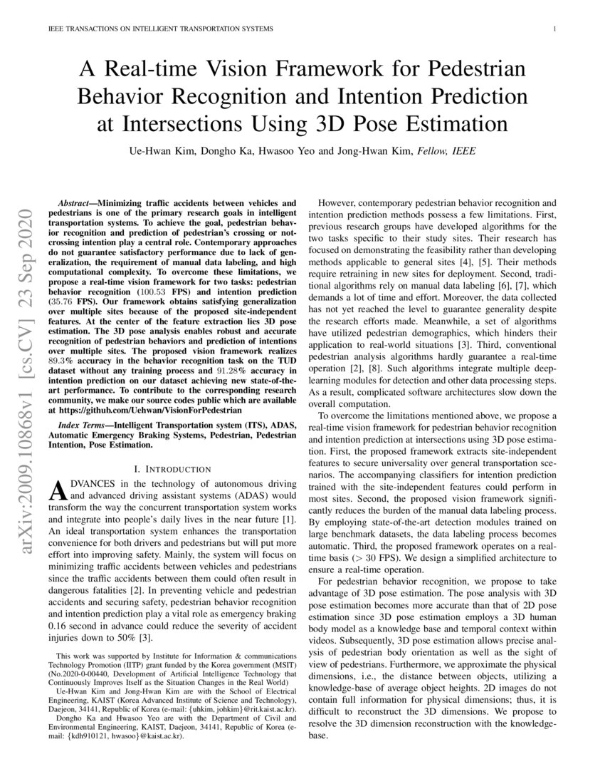 A Real-time Vision Framework for Pedestrian Behavior Recognition and Intention Prediction at ...