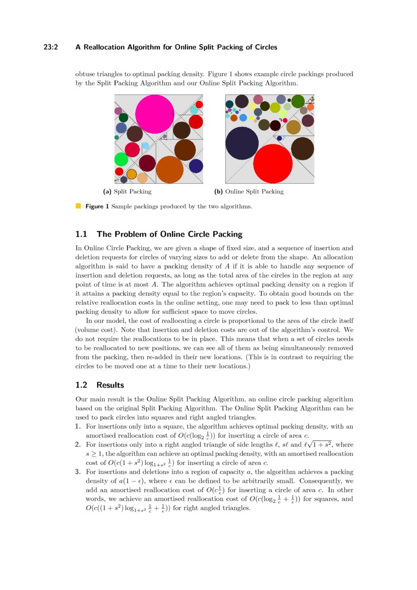 A Reallocation Algorithm For Online Split Packing Of Circles Deepai