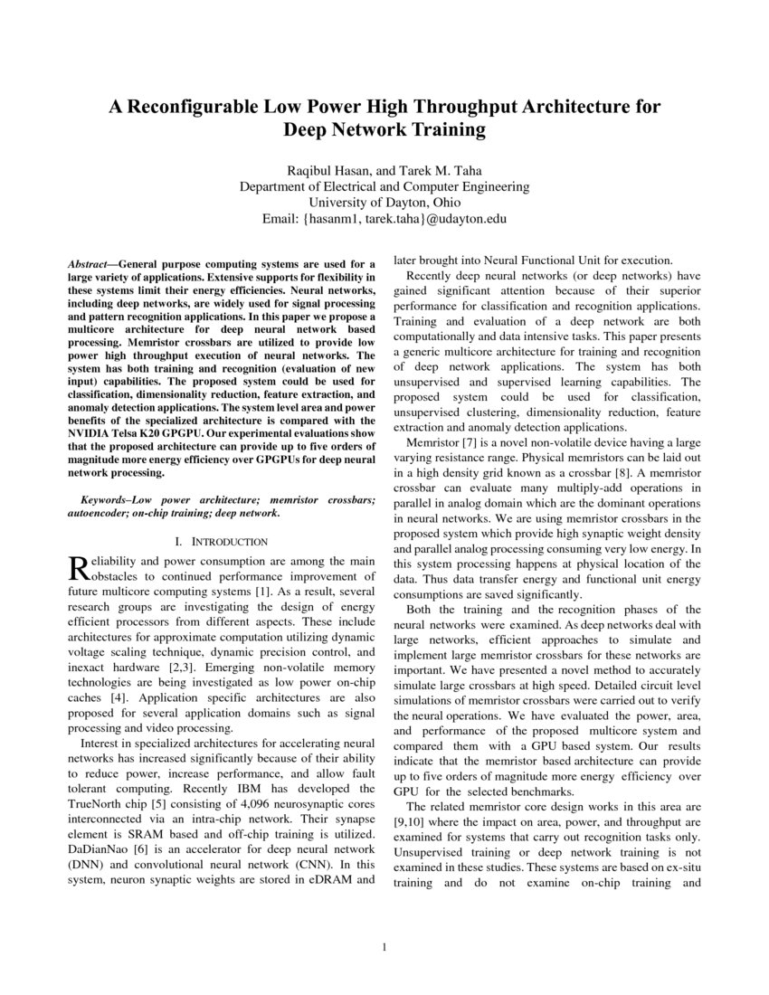 A Reconfigurable Low Power High Throughput Architecture For Deep