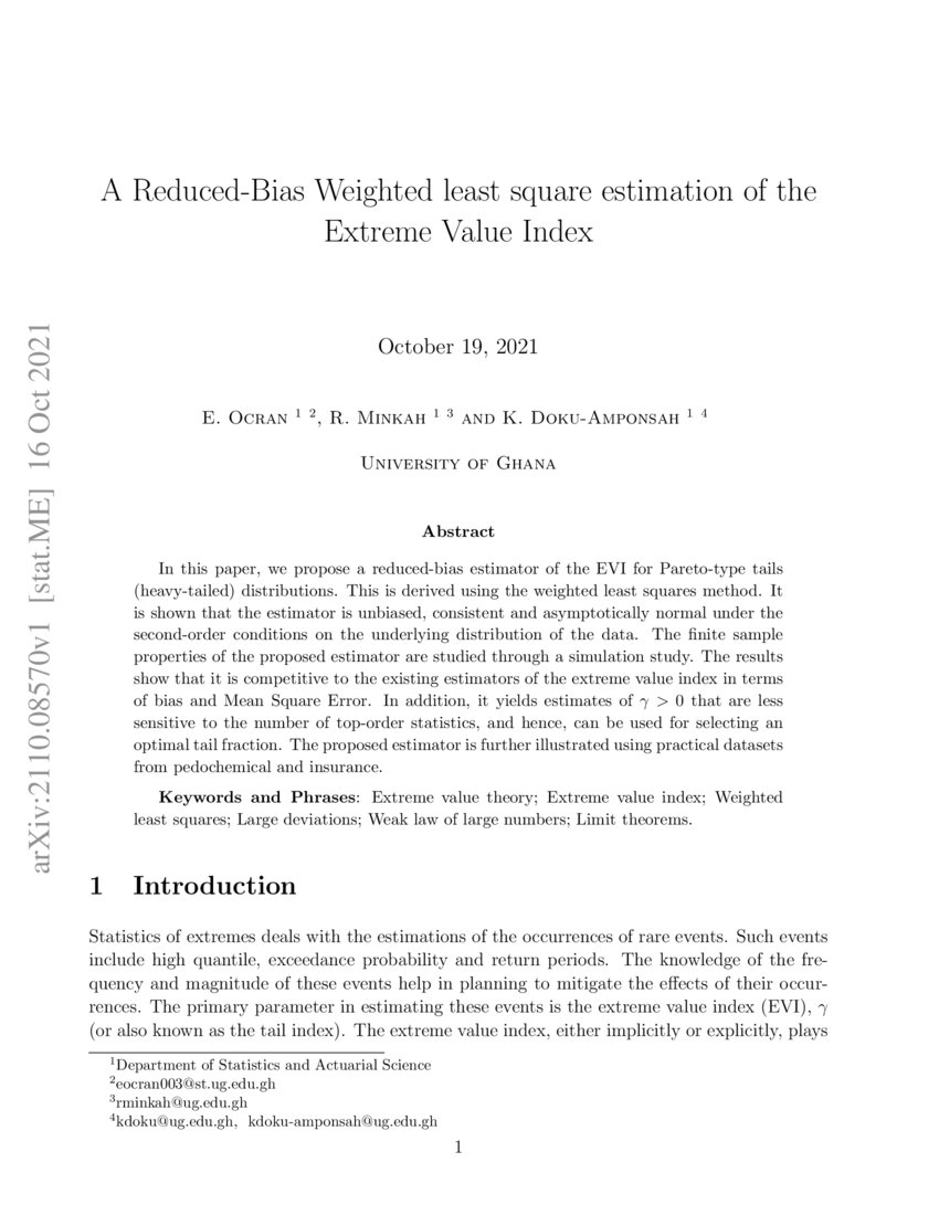 A Reduced Bias Weighted Least Square Estimation Of The Extreme Value