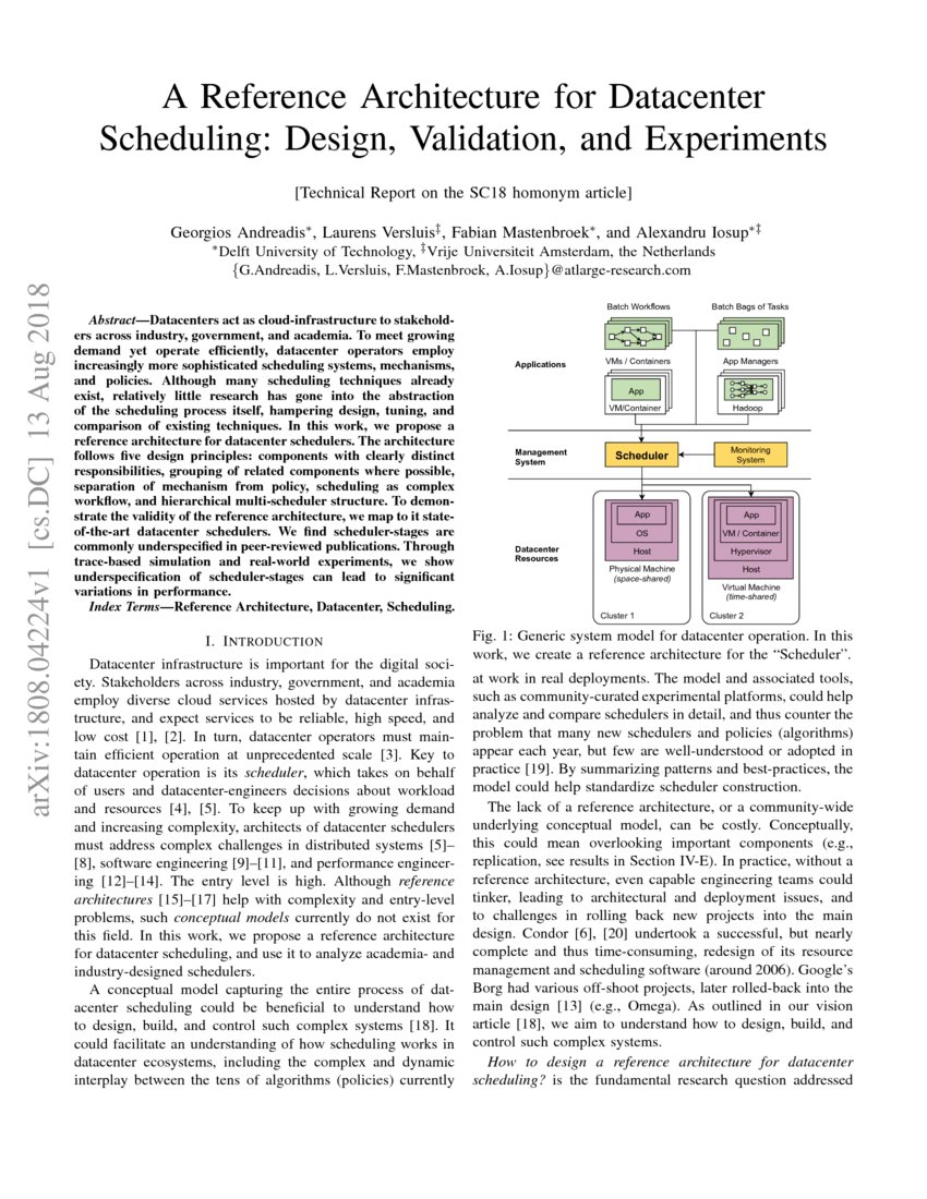 A Reference Architecture for Datacenter Scheduling: Extended Technical ...