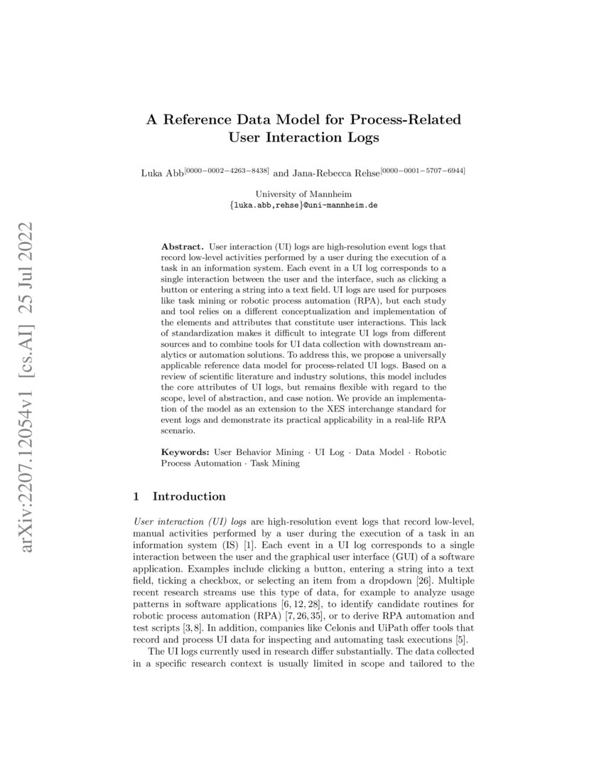 A Reference Data Model for Process-Related User Interaction Logs | DeepAI