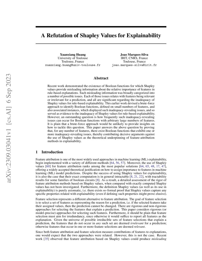A Refutation of Shapley Values for Explainability | DeepAI