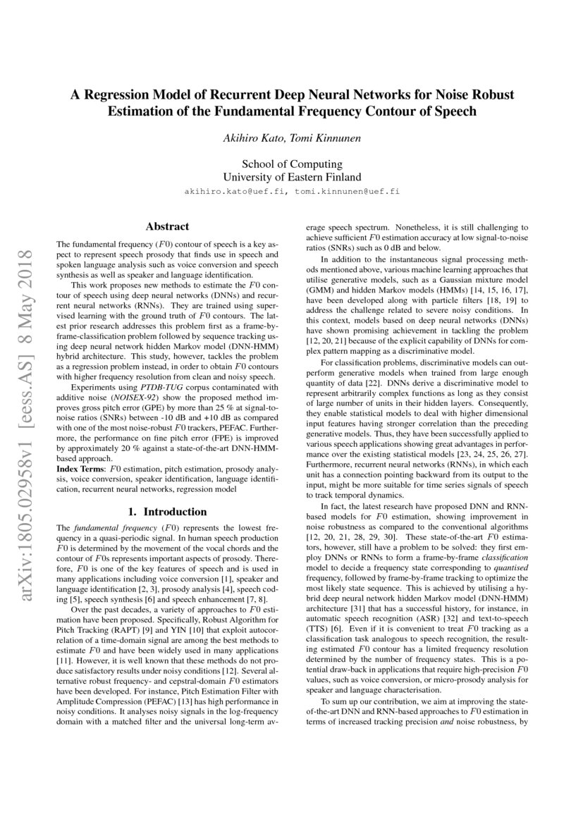 A Regression Model Of Recurrent Deep Neural Networks For Noise Robust