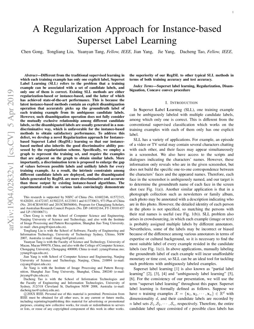 A Regularization Approach for Instance-Based Superset Label Learning | DeepAI
