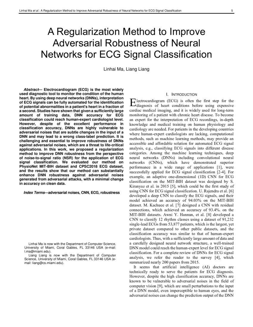A Regularization Method to Improve Adversarial Robustness of Neural Networks for ECG Signal ...