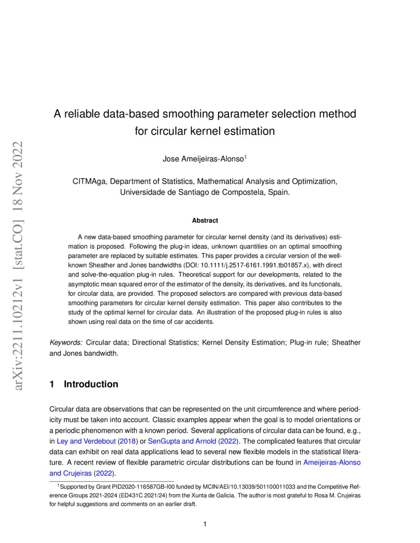 A Reliable Data Based Smoothing Parameter Selection Method For Circular Kernel Estimation Deepai